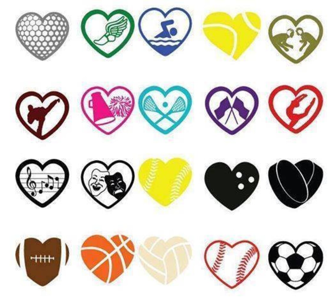 TWENTY SPORT/SCHOOL Hearts Svg File for Electronic Cutters - Etsy