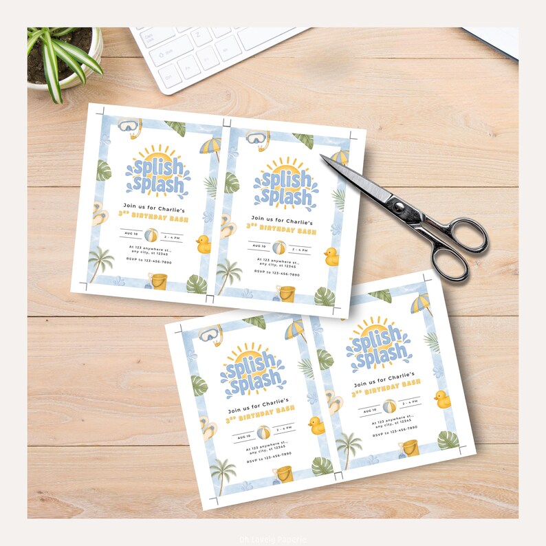 Splish Splash Birthday Invitation, Pool Party Invite Template, Editable ...
