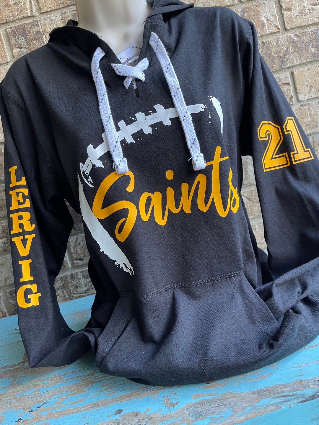 Football Hoodie With Lace up Front and Football Laces With Name ...
