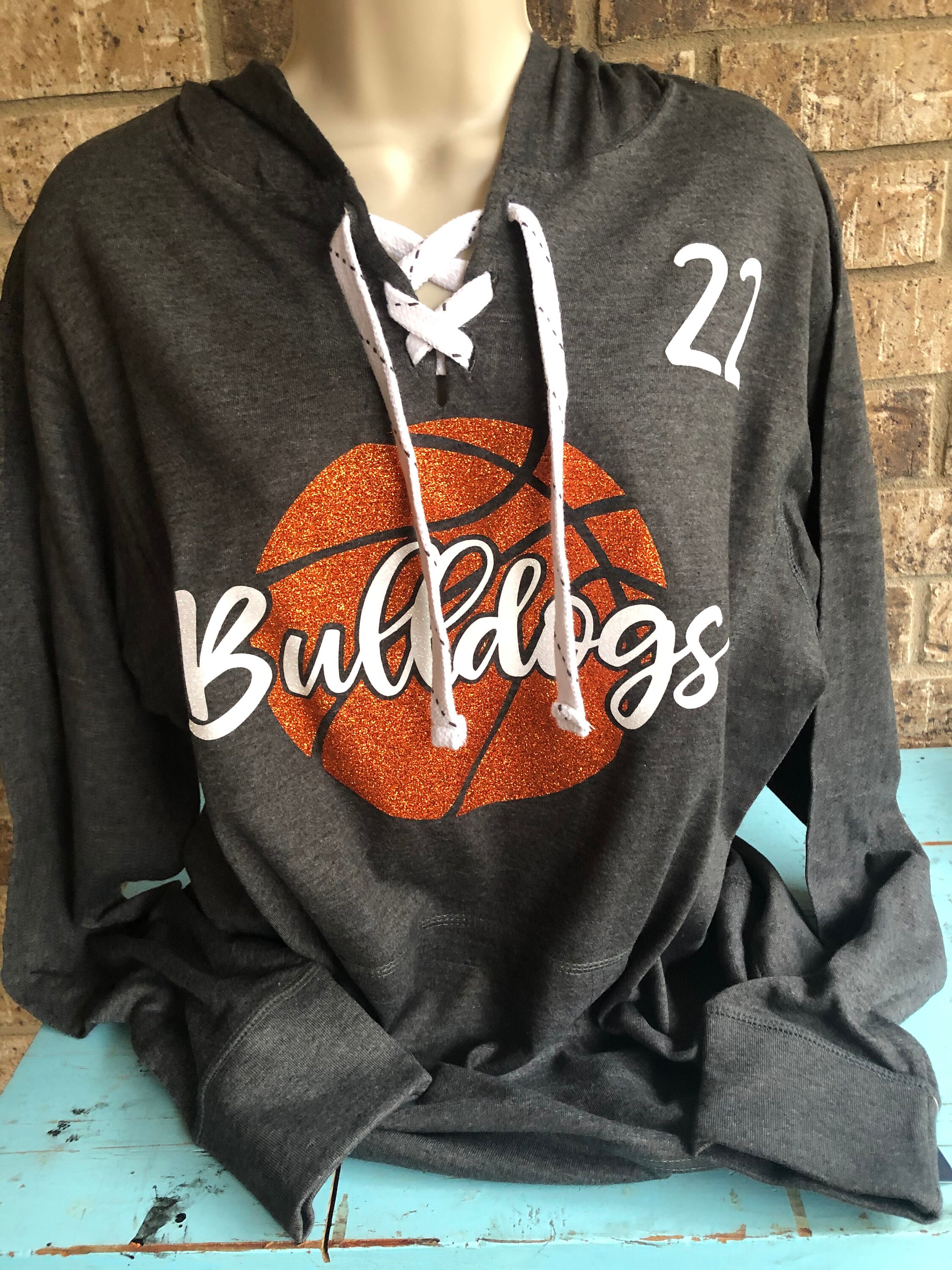 Basketball Hoodie with lace up front and team or player name | Etsy
