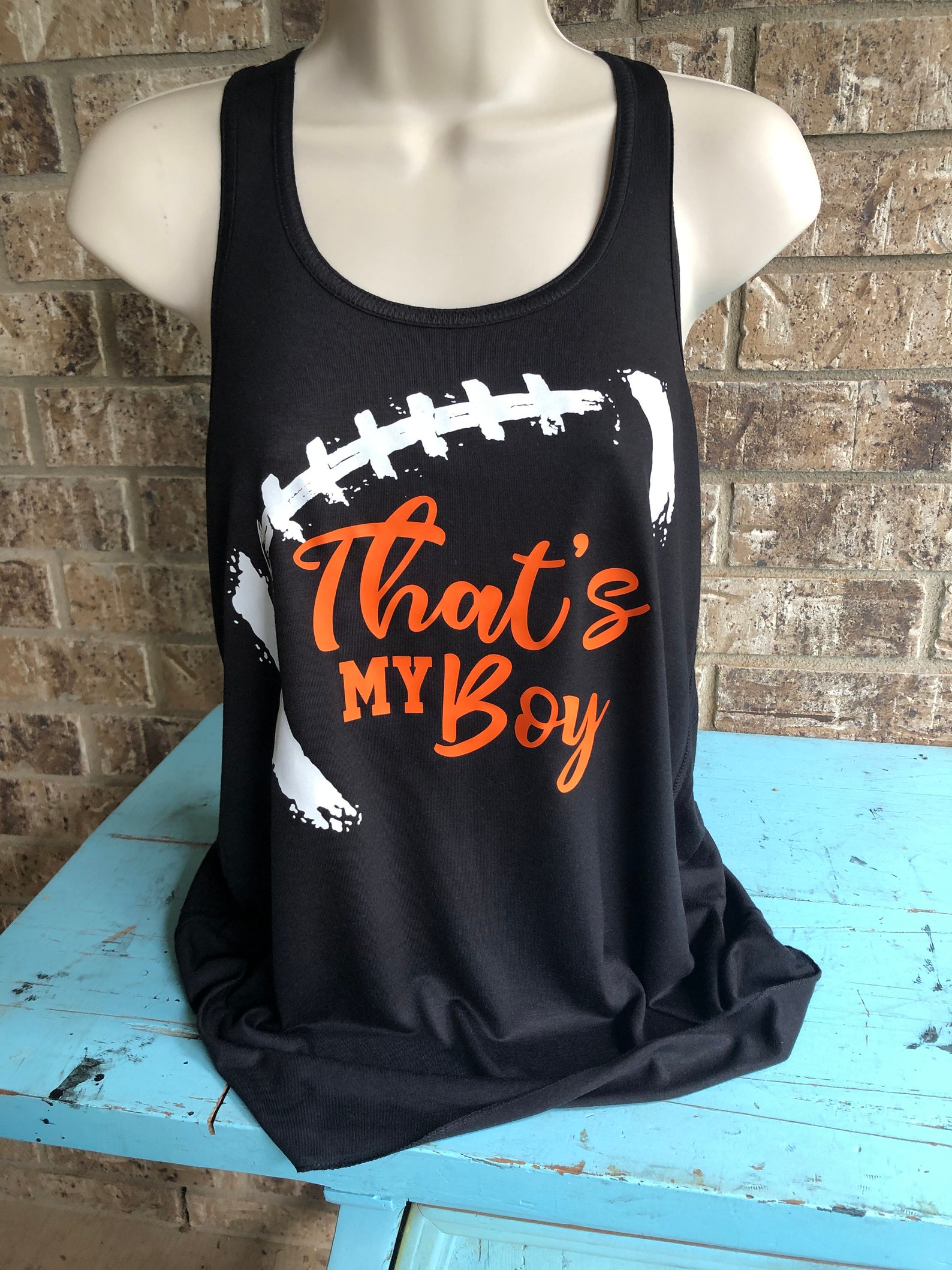 That's My Boy Football Tank With Number Football Laces - Etsy