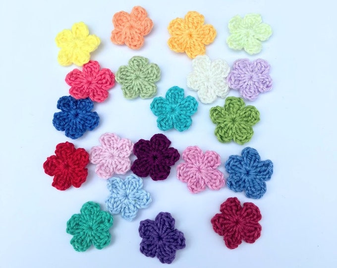 Crochet Applique, Crochet Flowers, 20 Small Applique Flowers ...