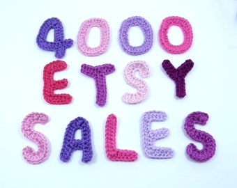 6 Applique letters Crochet applique 6 crochet letters | Etsy