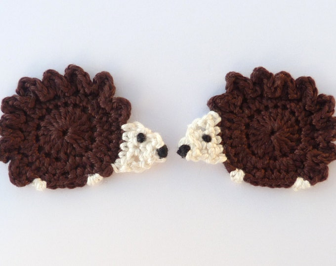 Applique Hedgehogs, Crochet Applique, 2 Crochet Hedgehogs, Cardmaking ...