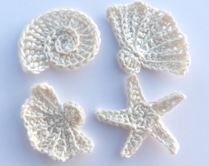 Scrapbooking Cardmaking Crochet Applique 4 Applique Shells - Etsy