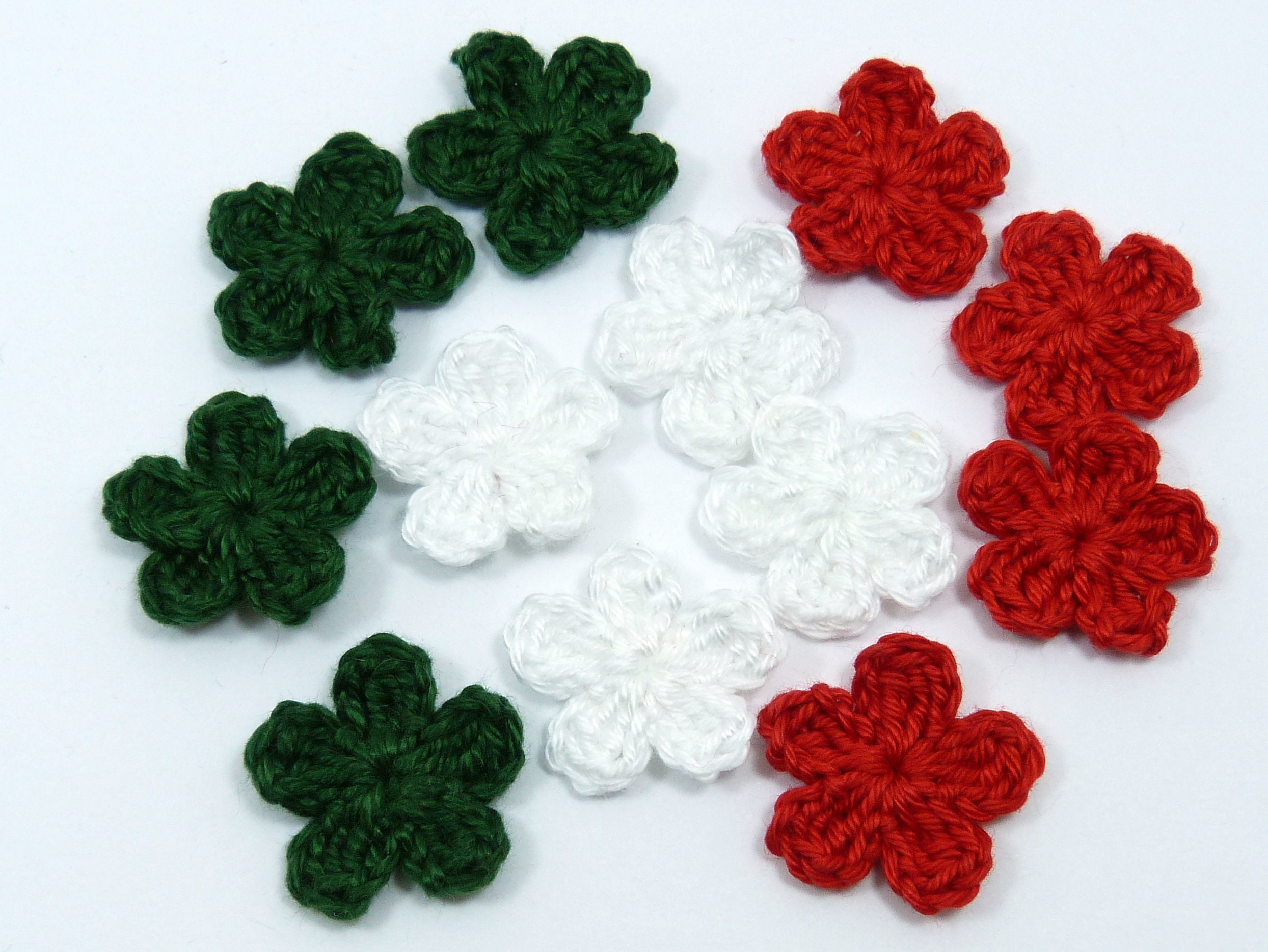 Crochet Applique, Crochet Flowers, 12 Small Applique Flowers Cardmaking ...