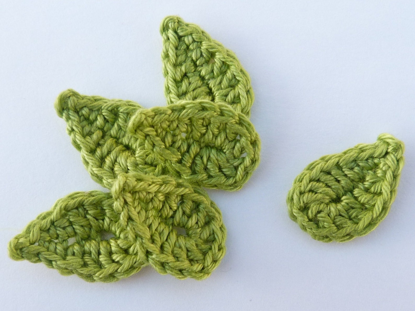 Crochet Crochet Applique 6 Small Green Applique Leaves - Etsy