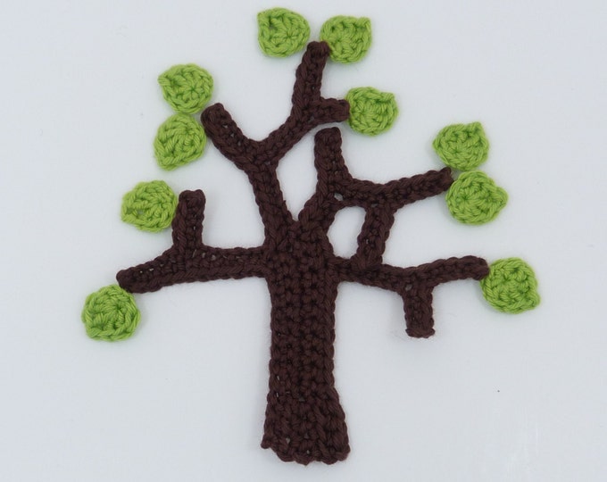 Crochet Crochet Applique 1 Crochet Tree & 10 Crochet Leaves - Etsy