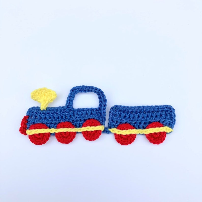 Handmade, Sew on Patch, Crochet Applique, 1 Small Crocheted Train ...