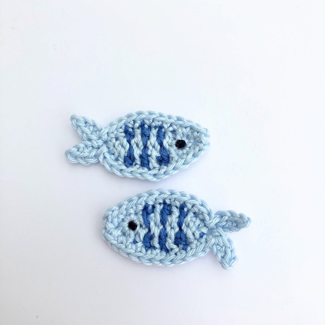 Crochet Applique, Sea Life Appliques,, 2 Large Crochet Applique Fish ...