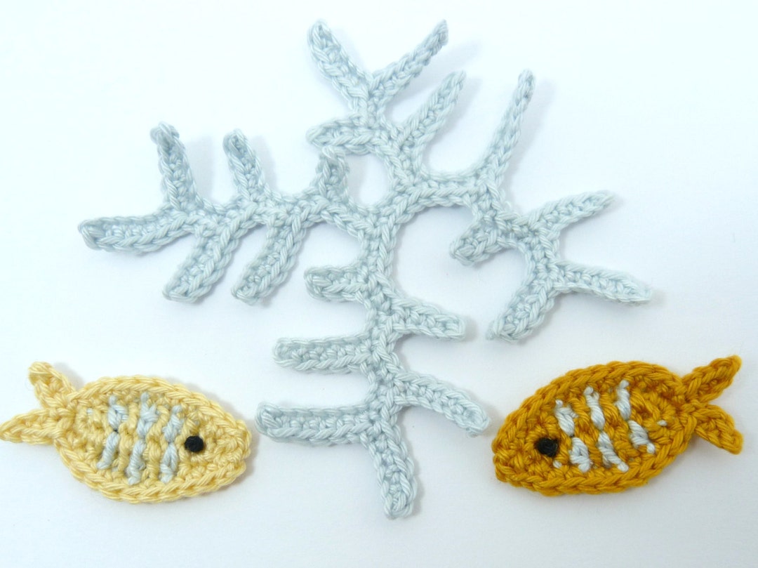 Sea Life Appliques Crochet Applique 2 Crochet Fish & Coral - Etsy