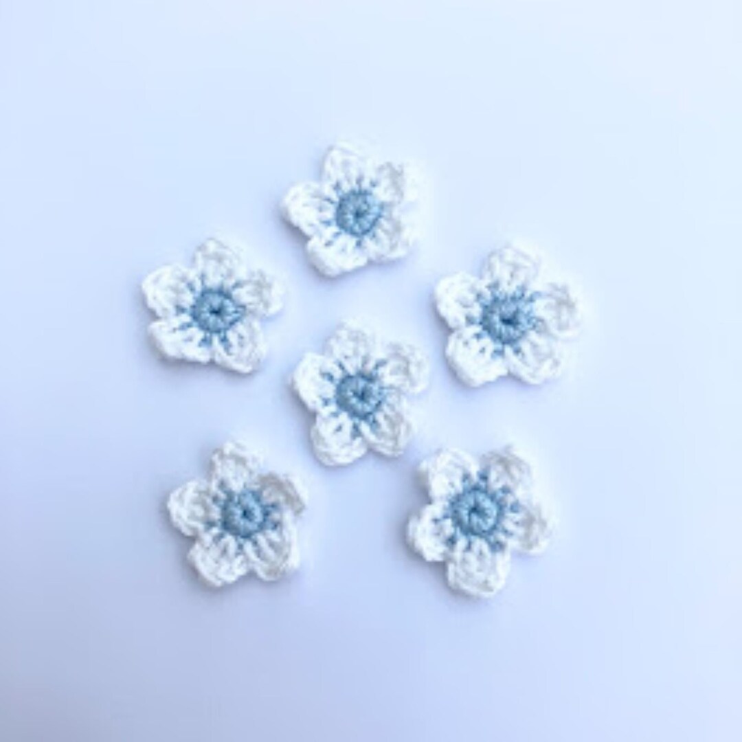 Crochet Applique, Crochet Flowers 6 Small Applique Flowers, Cardmaking ...