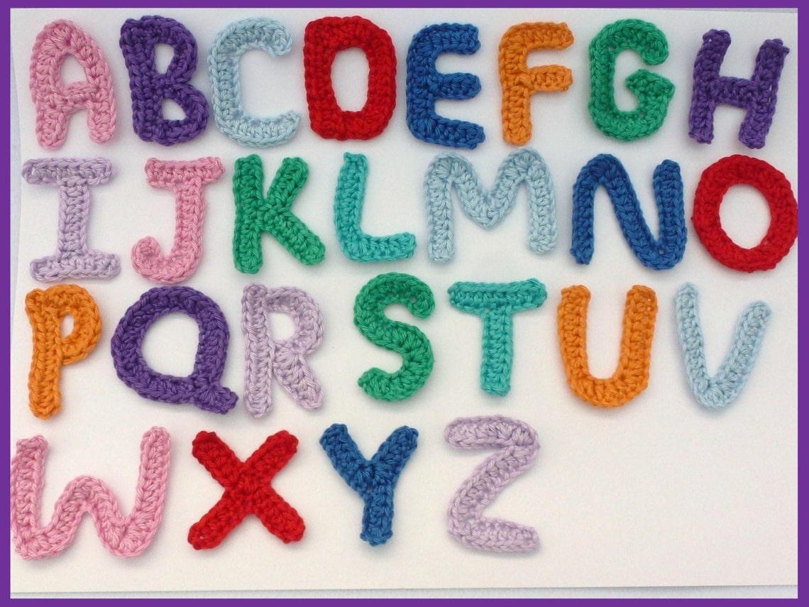 3 Applique Letters, Crochet Applique, 3 Crochet Letters, Cardmaking ...