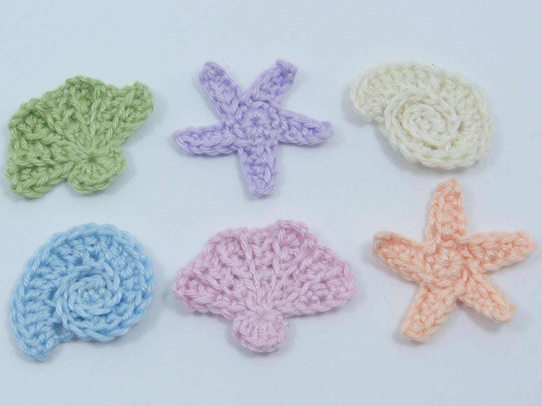 Crochet Applique 6 Small Pastel Crochet Applique Shells - Etsy