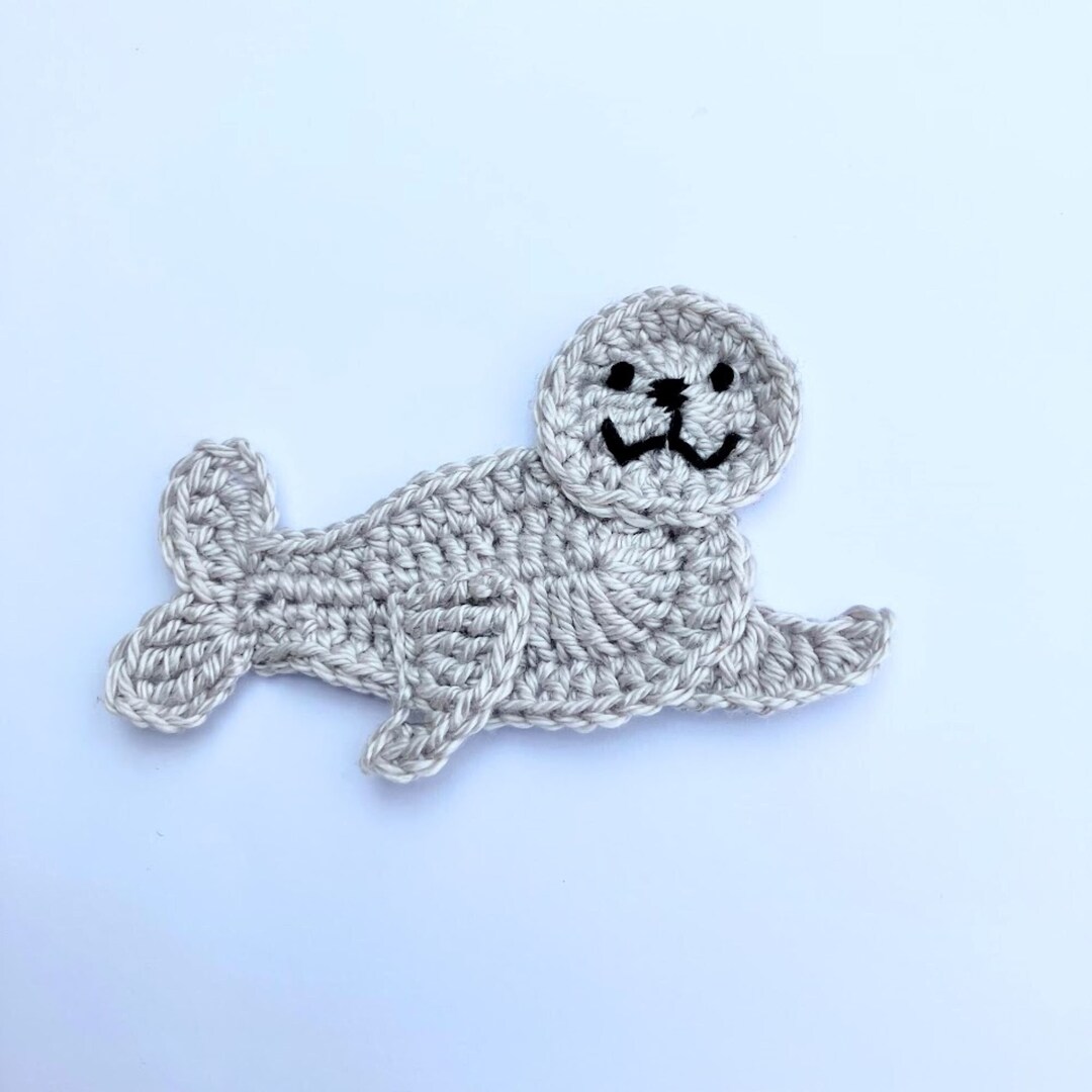 Crochet Applique, Sea Life Crochet Seal, Applique Seal, Cardmaking ...