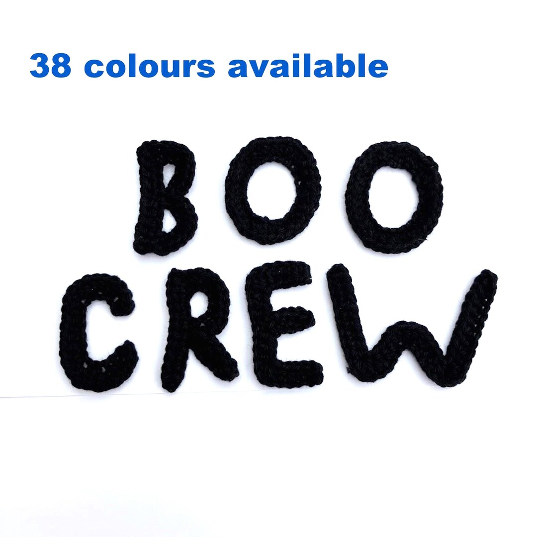 7 Applique Letters, Crochet Applique, 7 Crochet Letters Spelling BOO ...