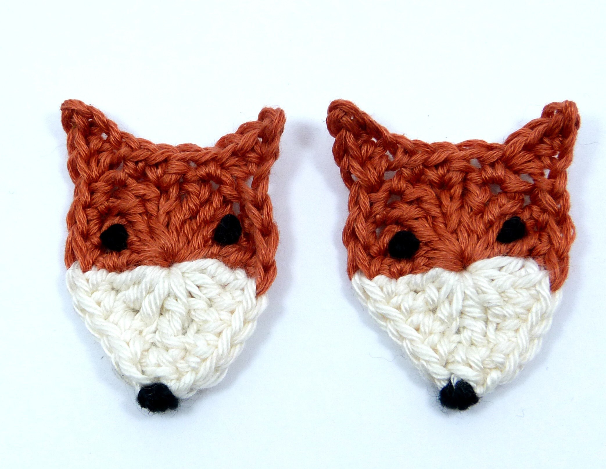 Crochet Applique Crochet Fox Faces. Rust Applique Fox Faces | Etsy