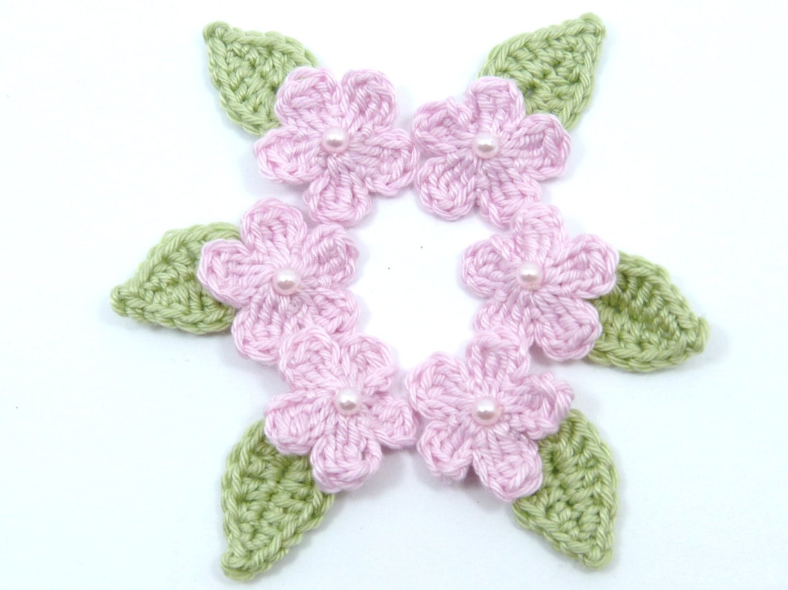 Handmade, Sew on Patches, Crochet Applique, 6 Small Crochet Flowers ...