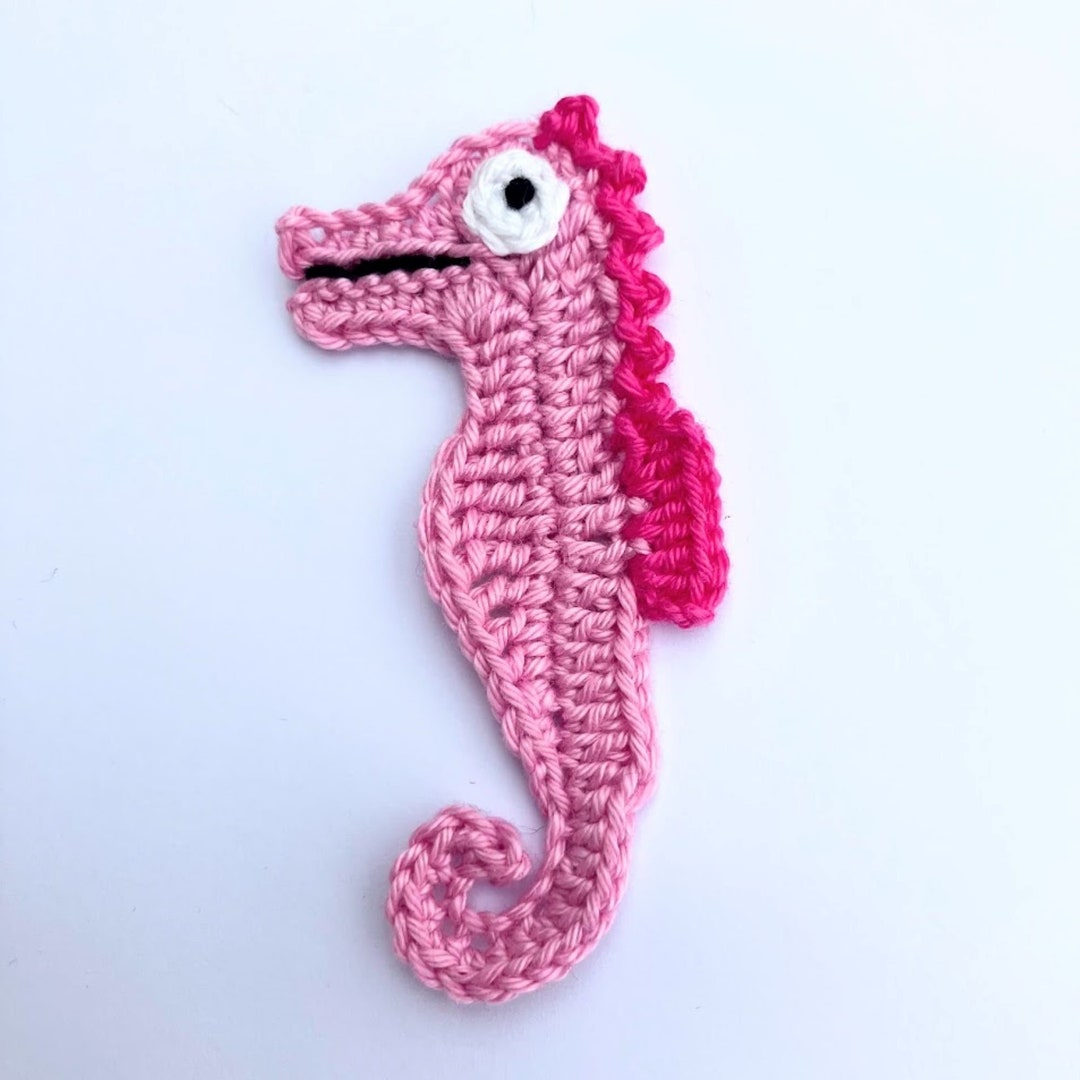 Crochet Sea Life, Crochet Applique, 1 Applique Seahorse, Cardmaking ...