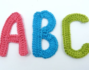 1 Applique Letters, Crochet Applique, 1 Alphabet Letter, Cardmaking ...