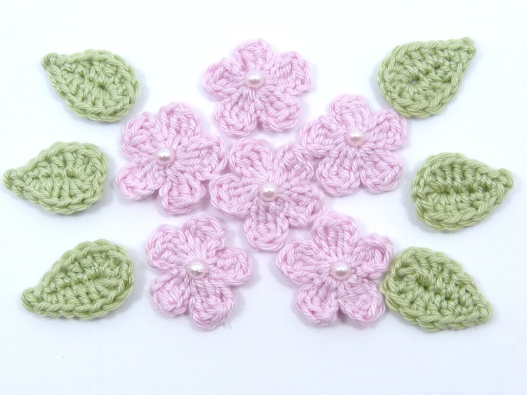 Handmade, Sew on Patches, Crochet Applique, 6 Small Crochet Flowers ...