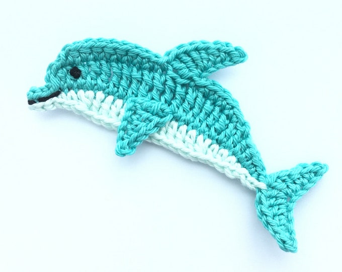 Crochet Appliques, 1 Crochet Applique Dolphin, Crochet Fish ...
