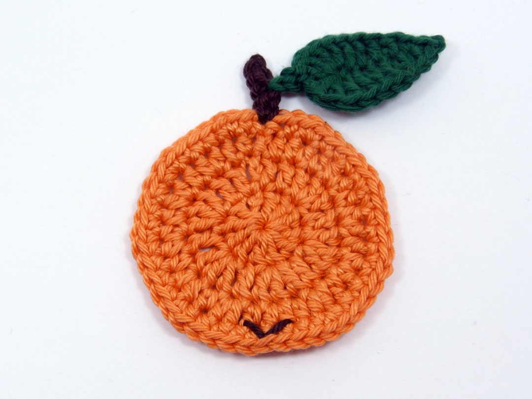 Crochet Applique, Crochet Fruit,1 Large Applique Orange, Cardmaking ...