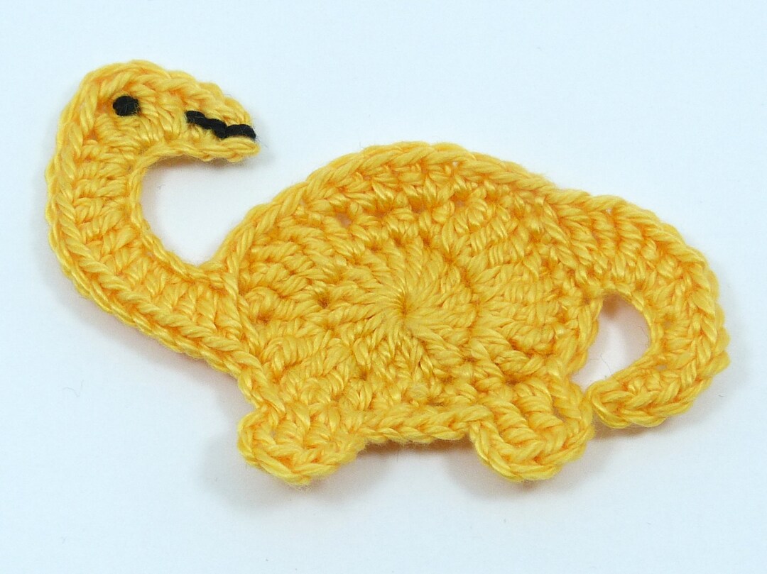 Crochet Dinosaur Crochet Applique 1 Gold Applique Dinosaur. - Etsy