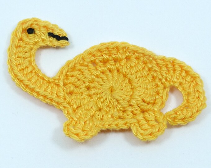 Crochet Dinosaur Crochet Applique 1 Gold Applique Dinosaur. - Etsy