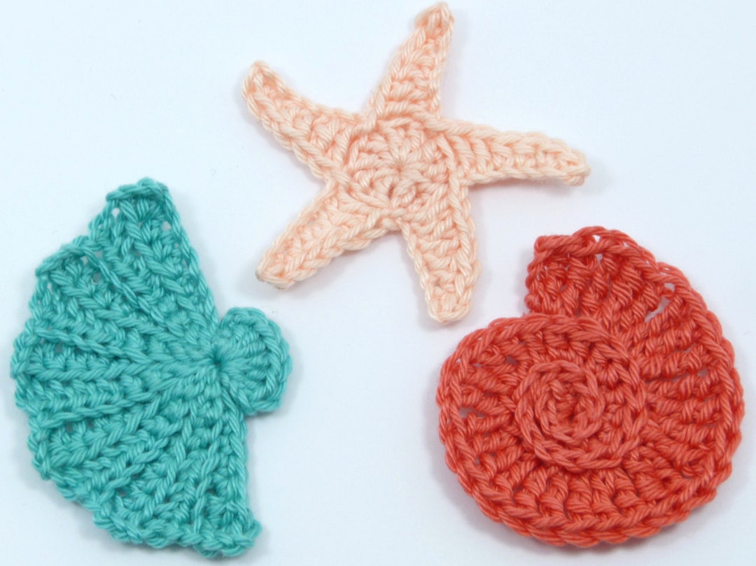 Crochet Applique Crochet Shells 3 Large Applique Shells - Etsy