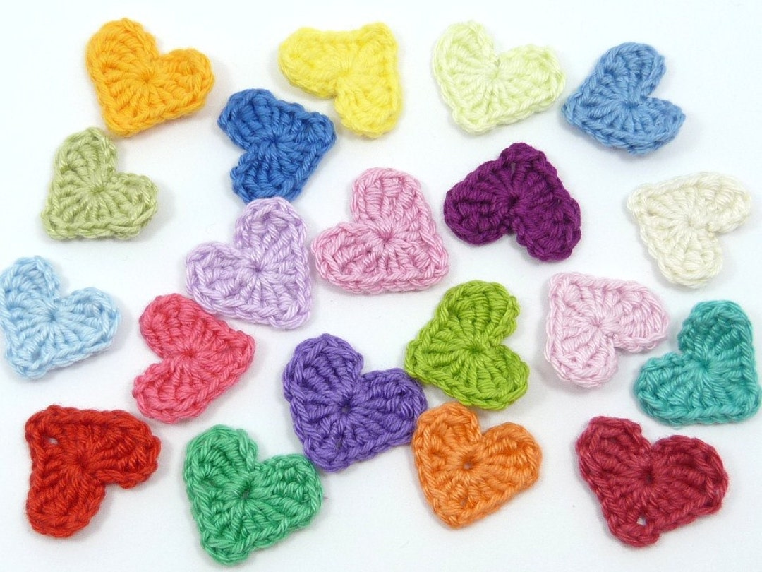 Handmade Crochet Applique 20 Small Crochet Hearts - Etsy