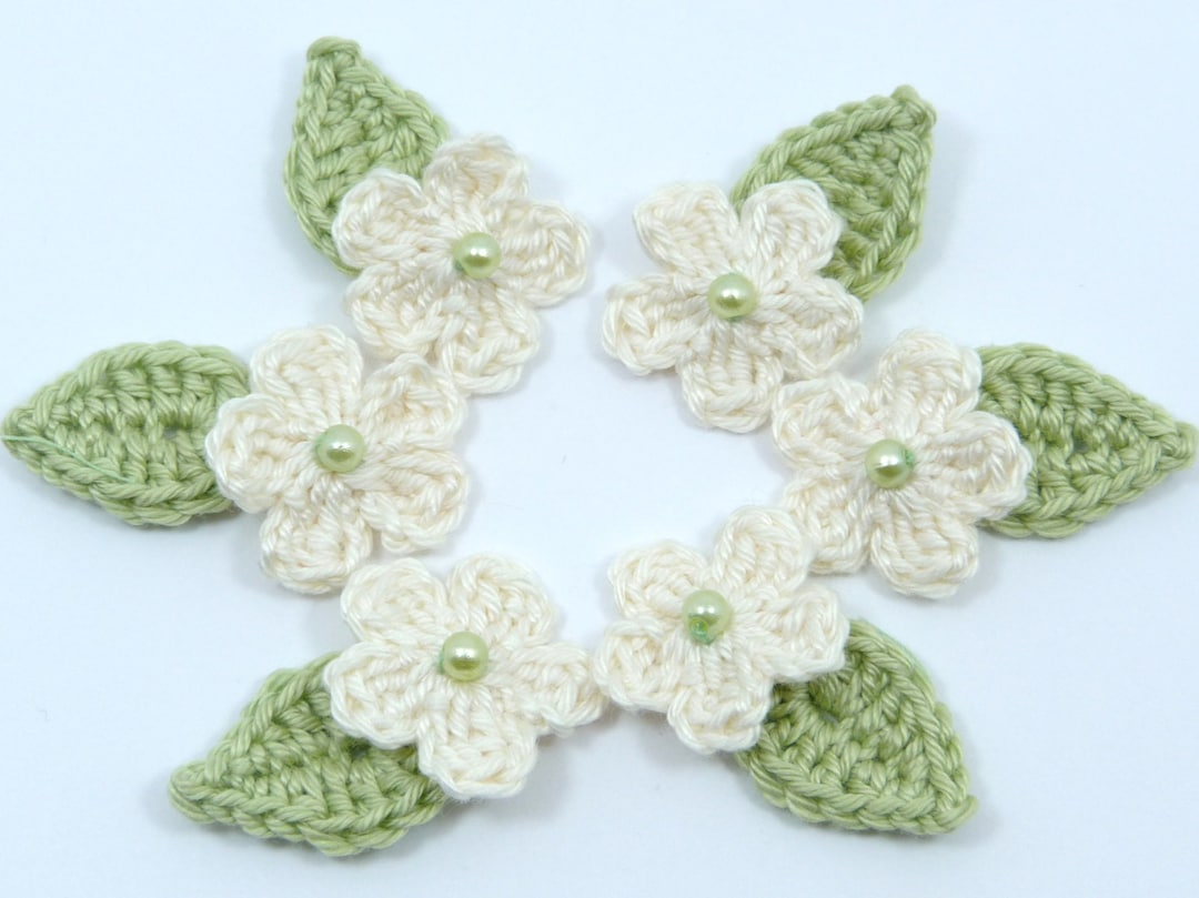 Handmade, Sew on Patches, Crochet Applique, 6 Small Crochet Flowers ...
