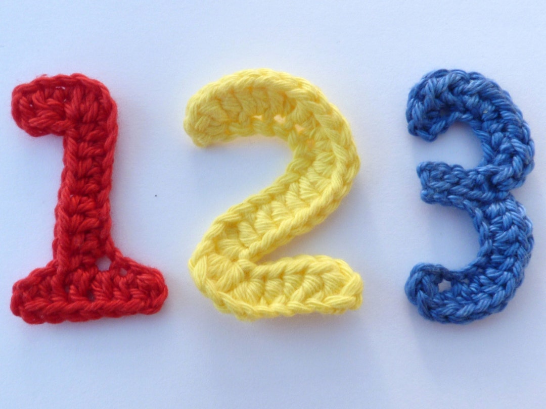 Crochet Applique, Crochet Numbers, 3 Applique Numbers, Cardmaking ...