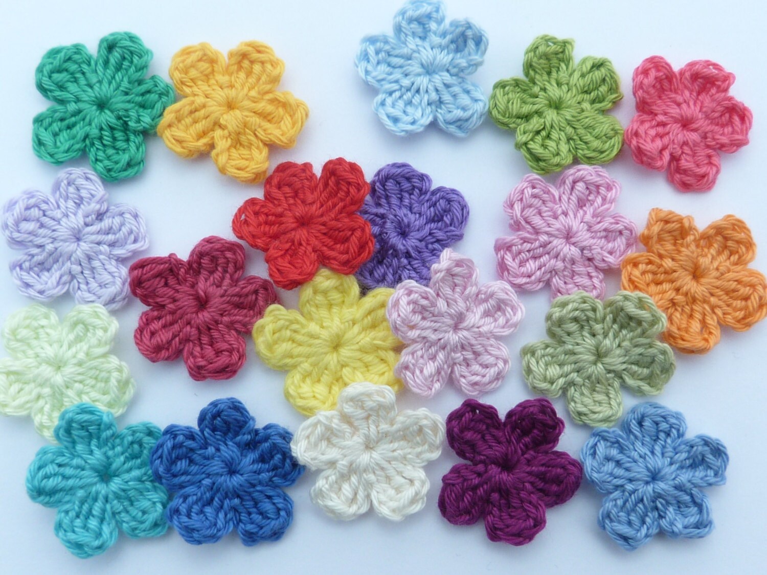 Crochet applique crochet flowers 20 small applique flowers | Etsy