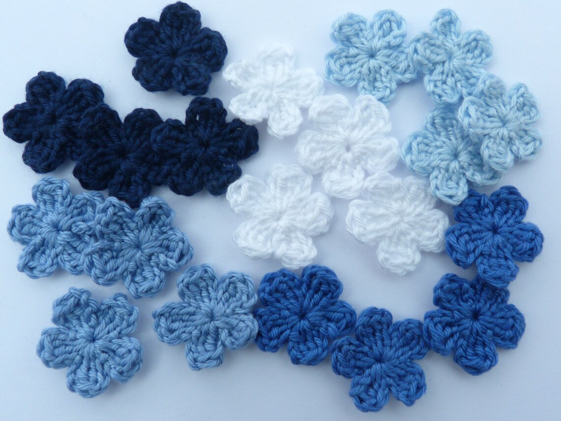 Crochet Appliques Crochet Flowers 20 Small Applique Flowers | Etsy