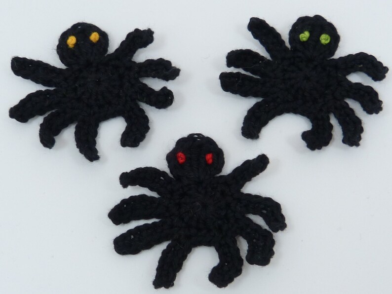 Crochet Spiders Crochet Applique 3 Applique Spiders - Etsy