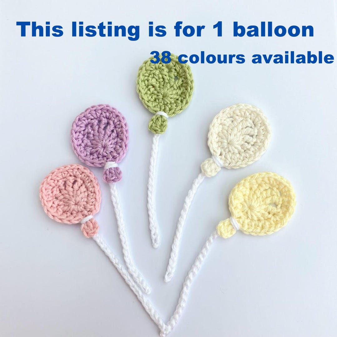 1 Applique Balloon, Crochet Applique, 1 Crochet Balloon Cardmaking ...