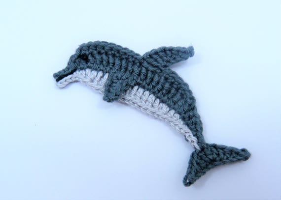 Crochet Appliques 1 Crochet Applique Dolphin Crochet Fish | Etsy