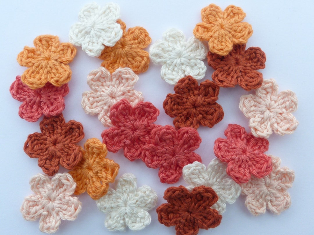 Crochet Flowers, Crochet Appliques, 20 Small Applique Flowers ...