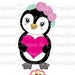 Valentine's Day Cute Penguin With Heart Svg, Flowers Penguin Svg ...