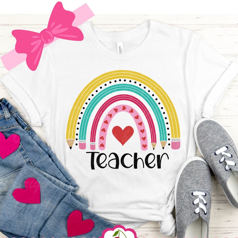 Rainbow Teacher Svg - Etsy