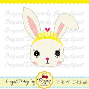 SVG DXF Bunny Girl Face SVG, Princess Bunny Svg, Bunny With Crwon ...