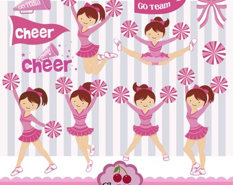 Navy Blue and Yellow Cheerleader Digital Clipart Set for | Etsy