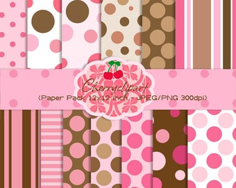 Pink and brown ladybugs flowers digital clipart set | Etsy