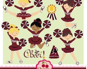 Black and Gold Cheerleader Digital Clipart Set for Personal | Etsy