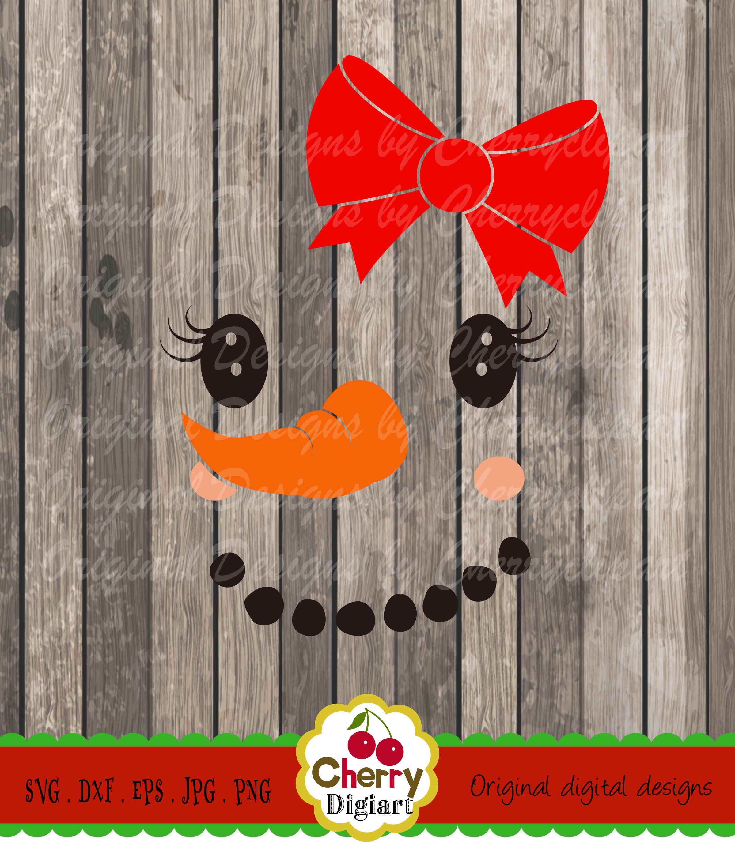 Snowman girl face SVG DXFSnowman with bow Winter Snowman | Etsy