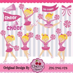 Pink Cheerleader Digital Clipart Set SPORTS02 personal and Commercial ...