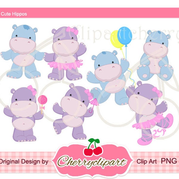 Hippo Clip Art - Etsy