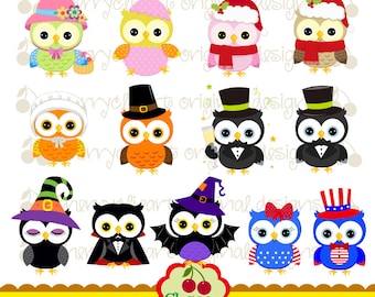 Autumn Owls Digital Clipart Set For-personal and Commercial | Etsy