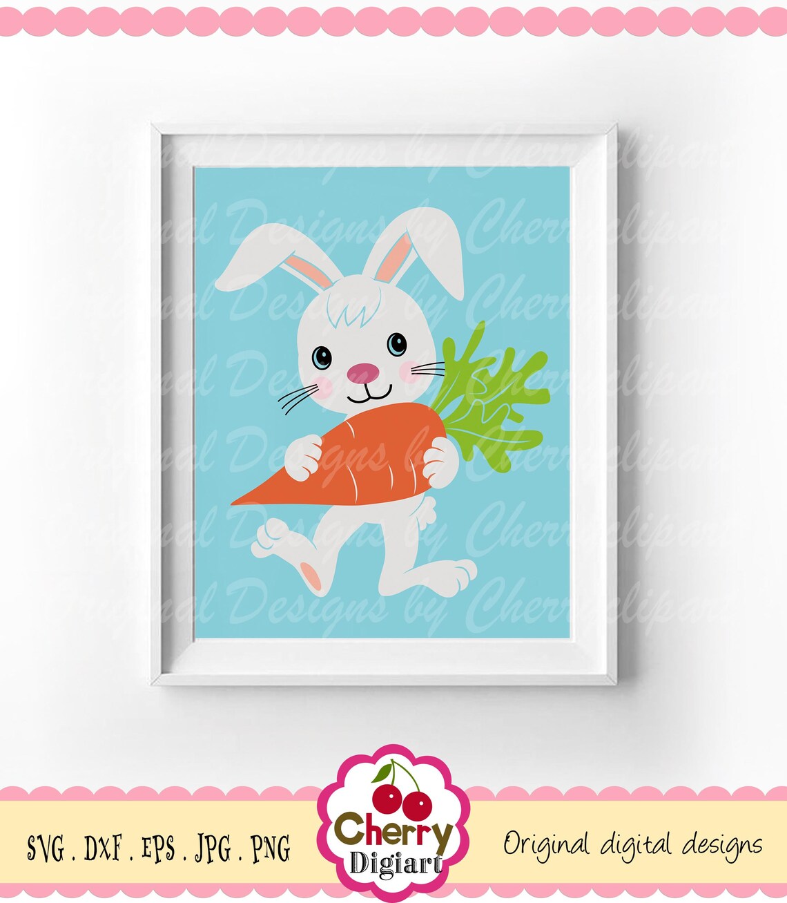 SVG Rabbit with carrot Easter Bunny svg Silhouette Cut Files | Etsy